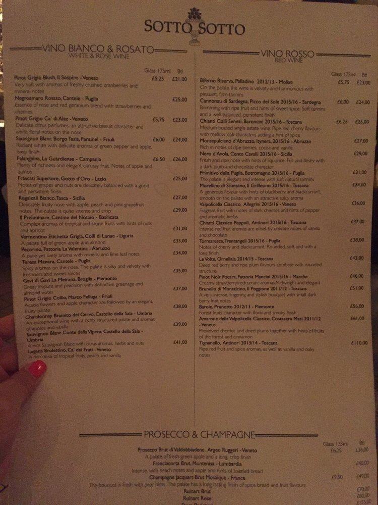 Menu at Sotto Sotto pub & bar, Bath