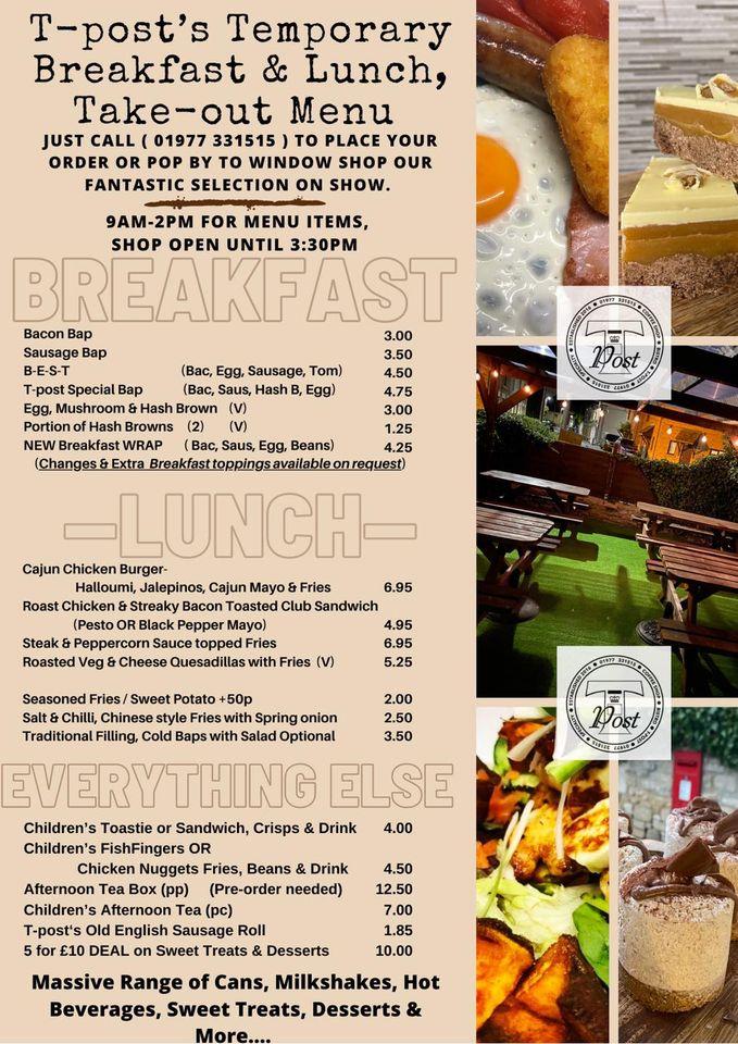 Menu at T Post Tearoom cafe, Castleford