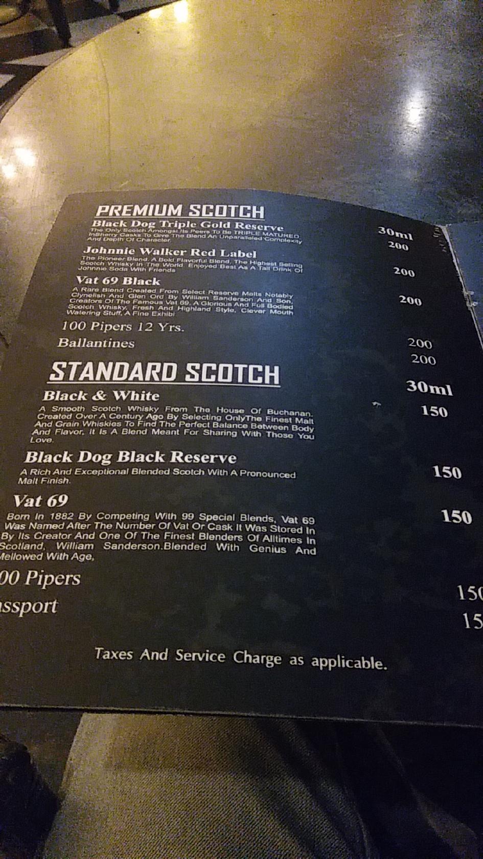 Menu at The Lake City Socialite (Thus Urban Socialite), Bhopal