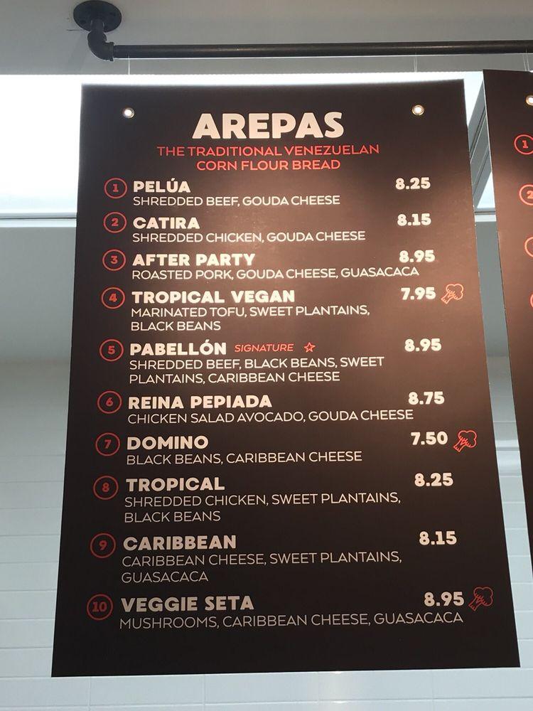 Carta de BienMeSabe Venezuelan Arepa Bar, Chicago, 29 E Adams St