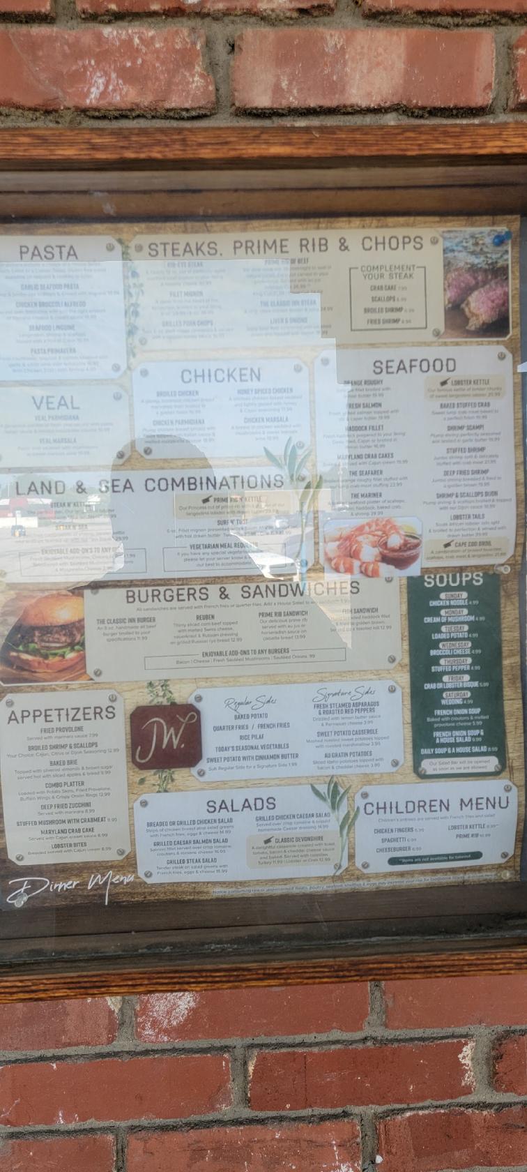 Menu at J W Halls Steak & Seafood Inn steakhouse, Aliquippa