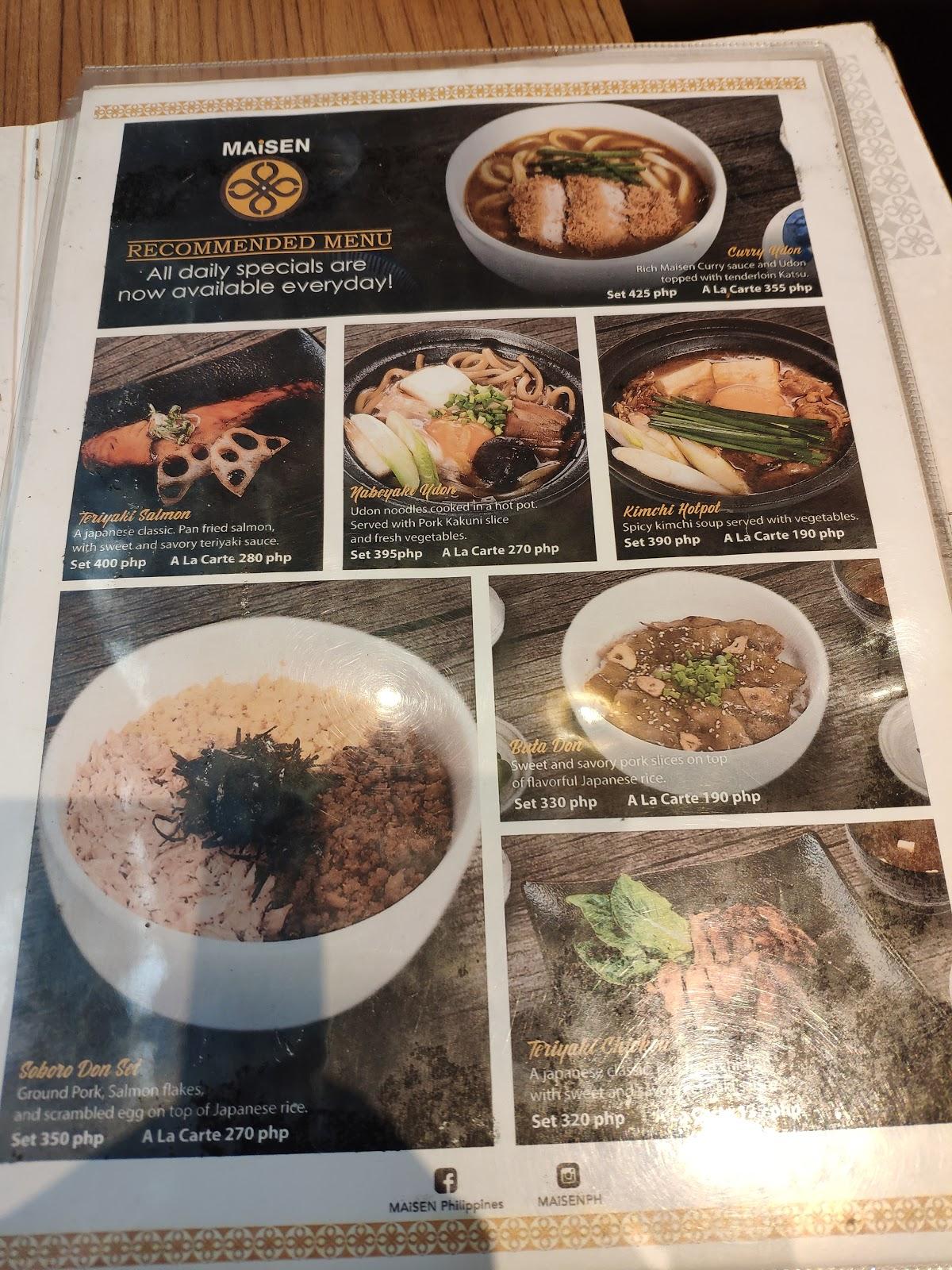Menu at Tonkatsu Maisen - Greenbelt 5 restaurant, Makati, G/F