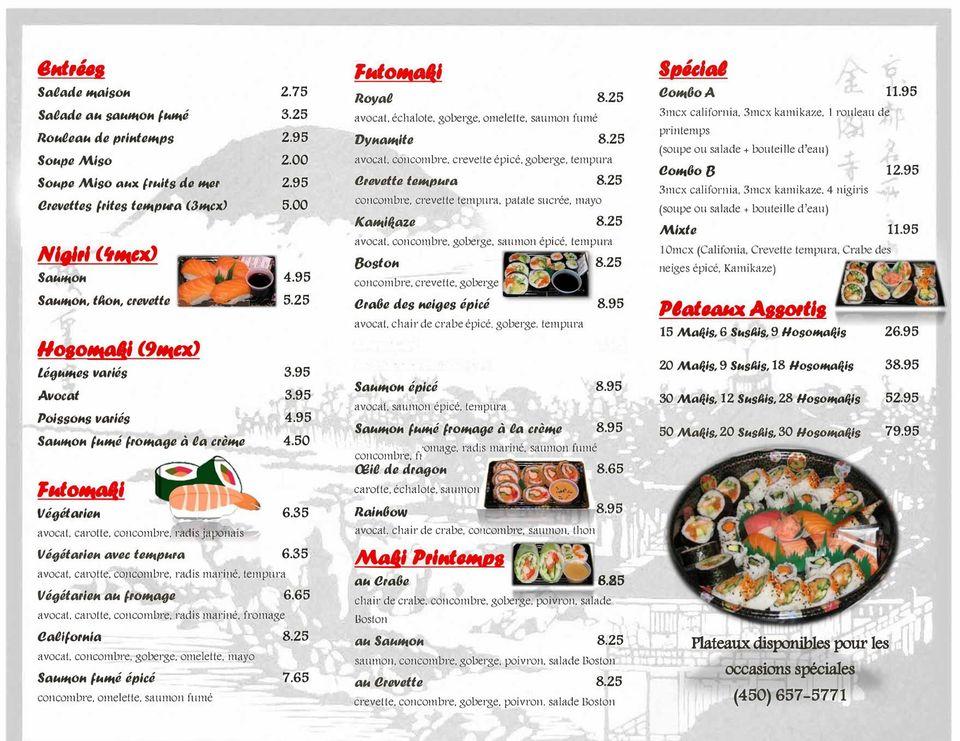 Menu at Maki Sushi Express Inc restaurant, Repentigny