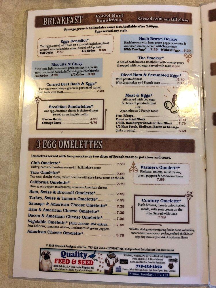 Menu at Misty's Menu restaurant, Wisconsin Rapids