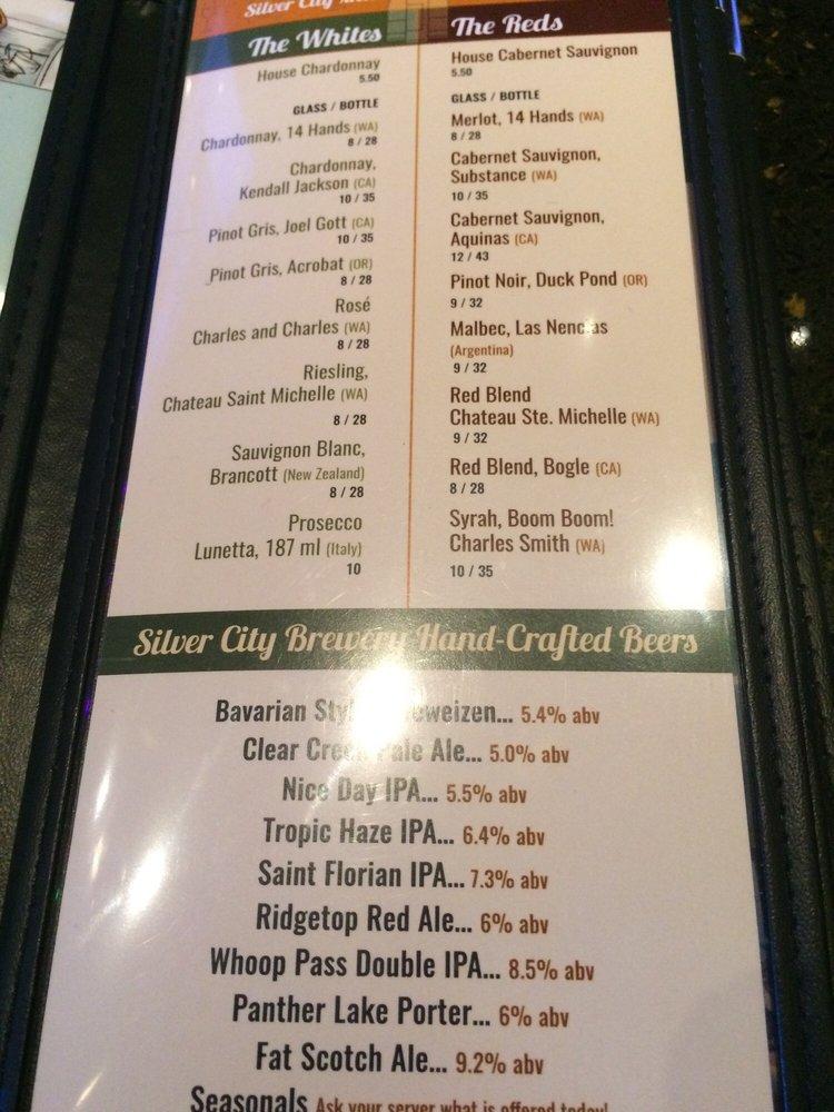 Carta de Silver City Restaurant & Ale House, Silverdale