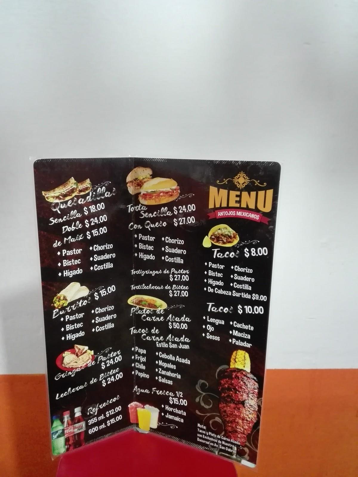 Menu at Tacos y gorditas Moy 1 restaurant, Aguascalientes