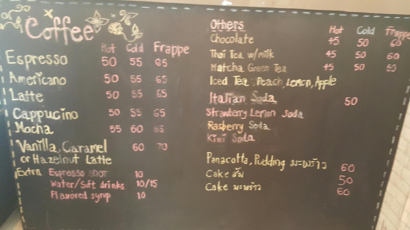 Menu at Time Machine Cafe by Natoi Sembe, Bangkok