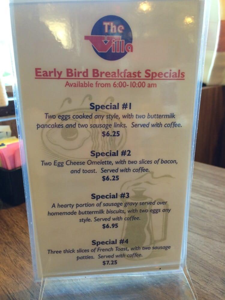Menu at Villa Diner restaurant, Charlottesville