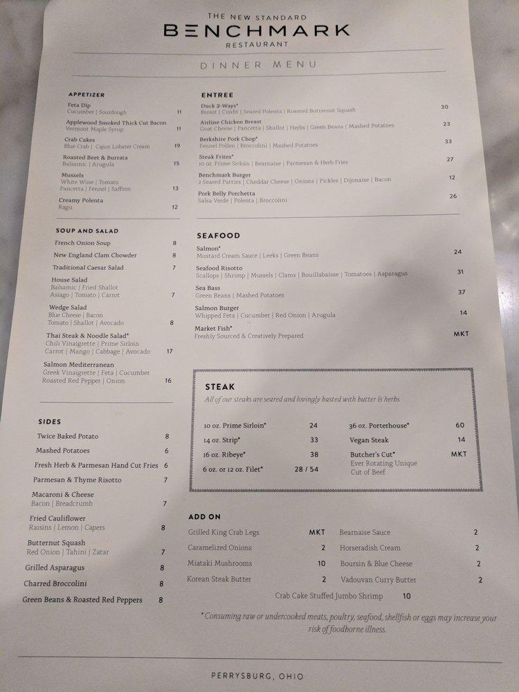 Menu at Benchmark Restaurant, Perrysburg