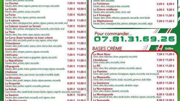 Menu at Pizzia di napoli grilly restaurant, Grilly