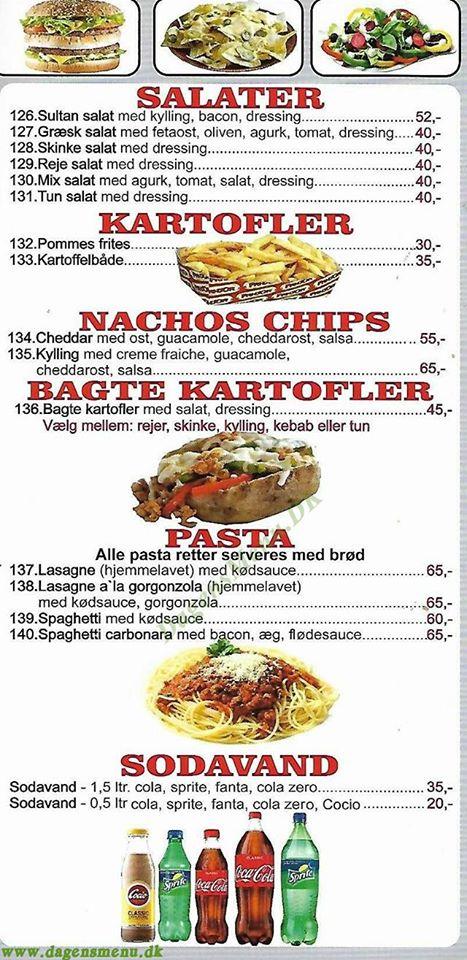 Menu at Sultan Palace restaurant, Jyderup