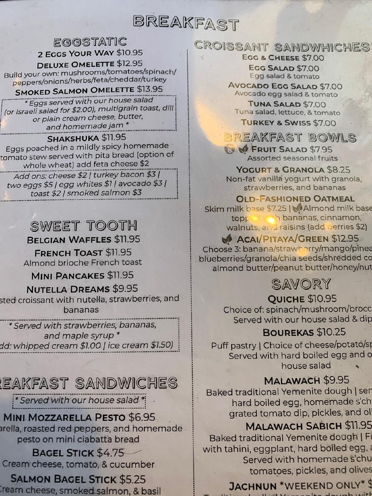 Menu at Cafe Angelique, Tenafly, 1 Piermont Rd