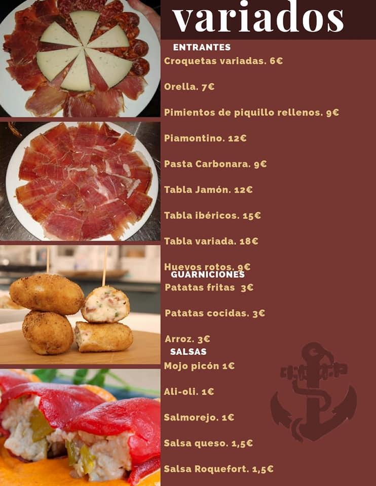 Carta del pub y bar Casa Patrón, Riveira