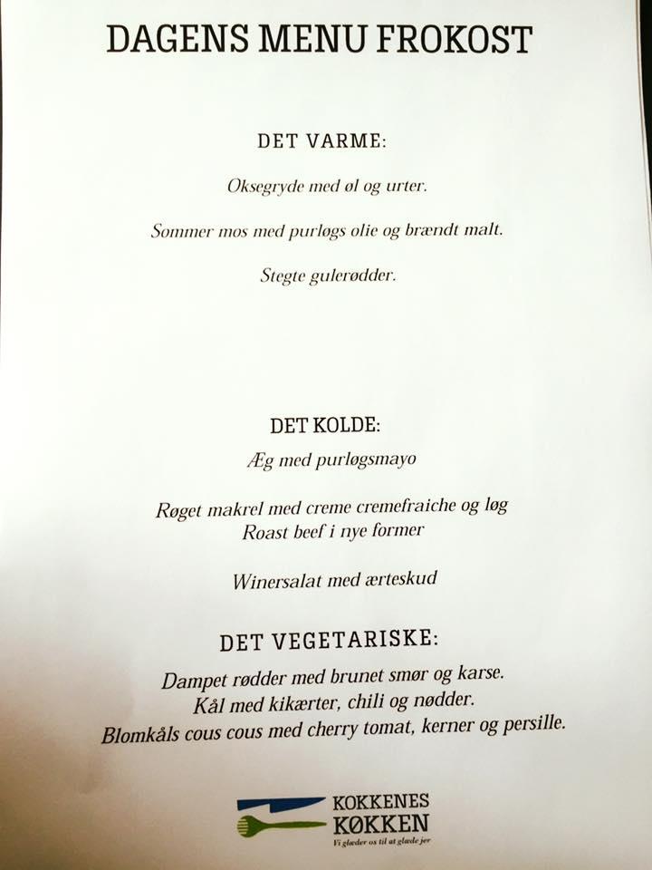 Menu at Kokkenes Køkken Vibenshuset restaurant, Copenhagen