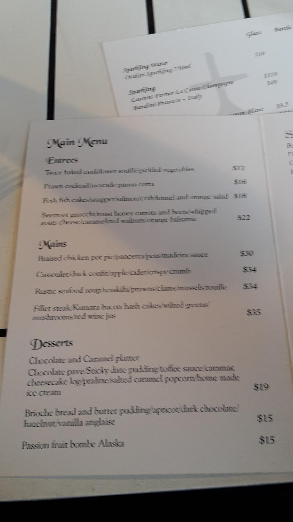 Carta del restaurante The Church Bistro, Hahei