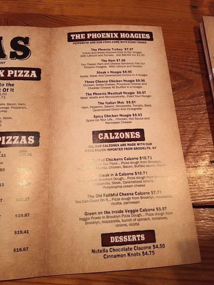 Menu at The Phoenix Bar, Jacksonville