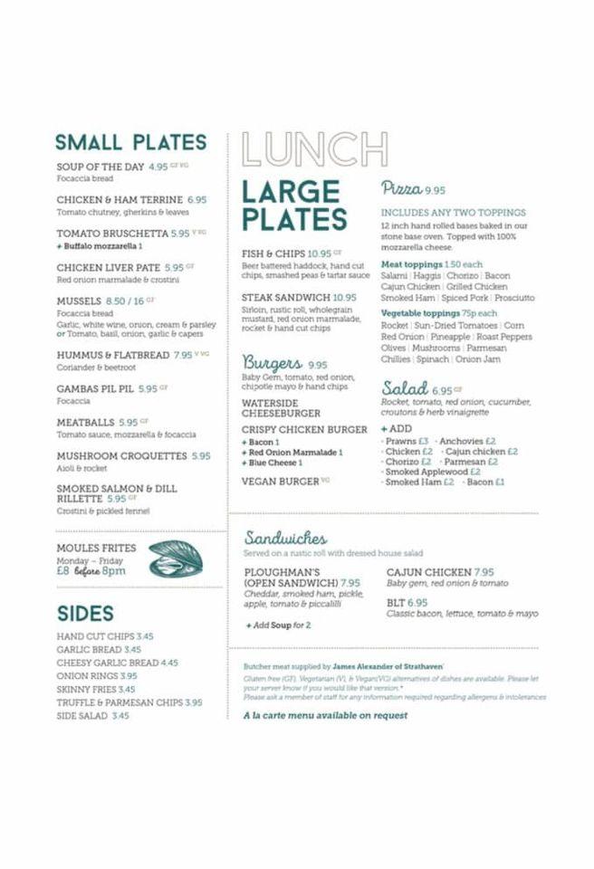Menu at The Waterside pub & bar, Strathaven