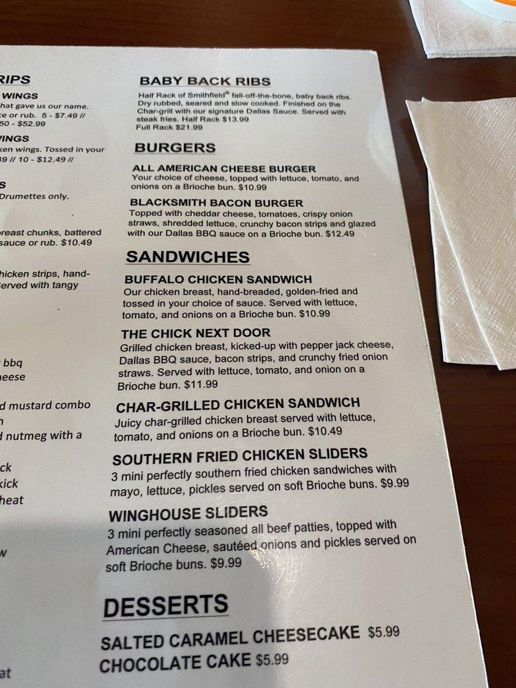 Carta de WingHouse Bar & Grill, Largo, Ulmerton Rd