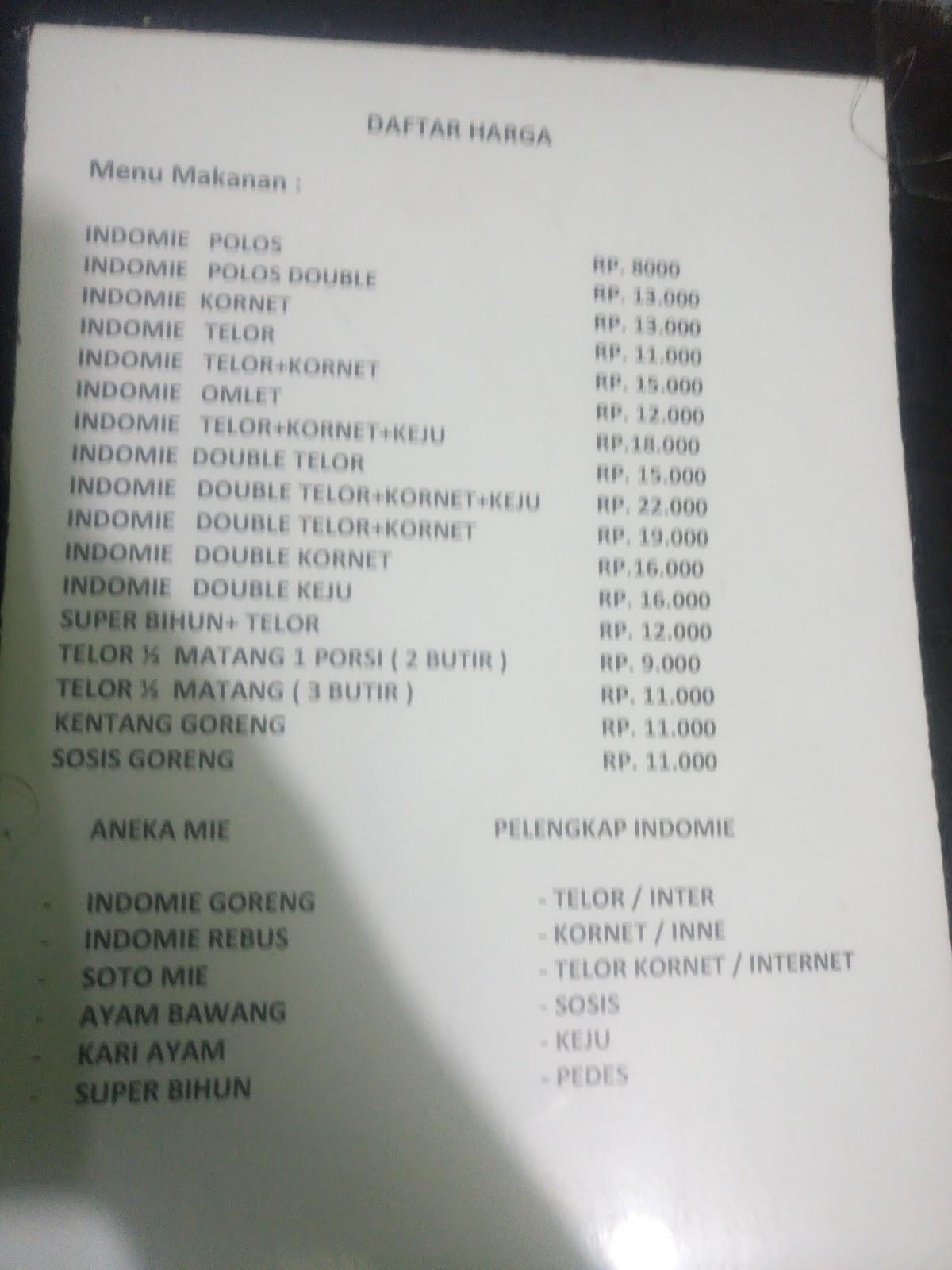Menu at Warung Pisang joget & Roti Bakar SONY cafe, Tangerang