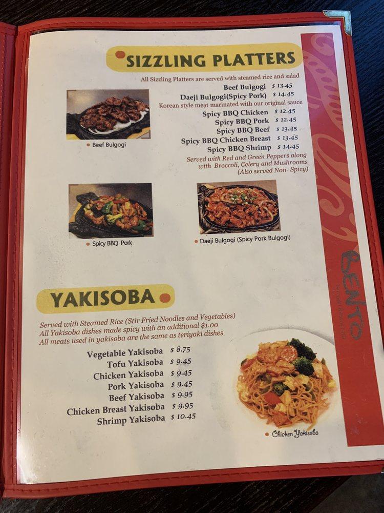 Menu at Bento Teriyaki restaurant, Richland