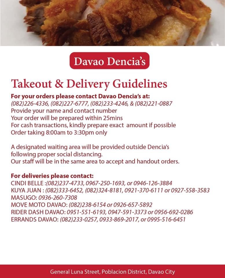 Menu at Davao Dencia's Restaurant, Davao City, General Luna St