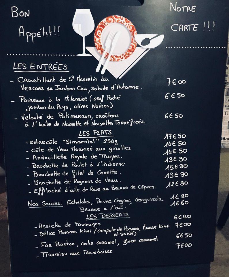 Menu at Le Pied Dans Le Plat restaurant, Mosnes