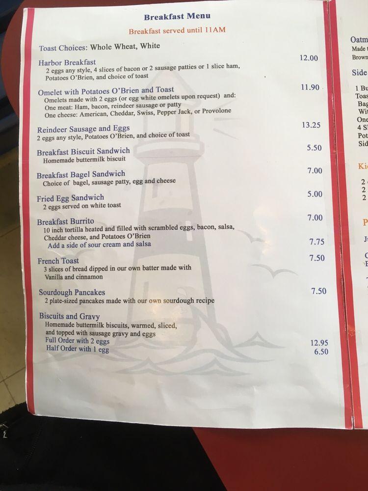 Menu at Lighthouse Cafe & Bakery, Seward