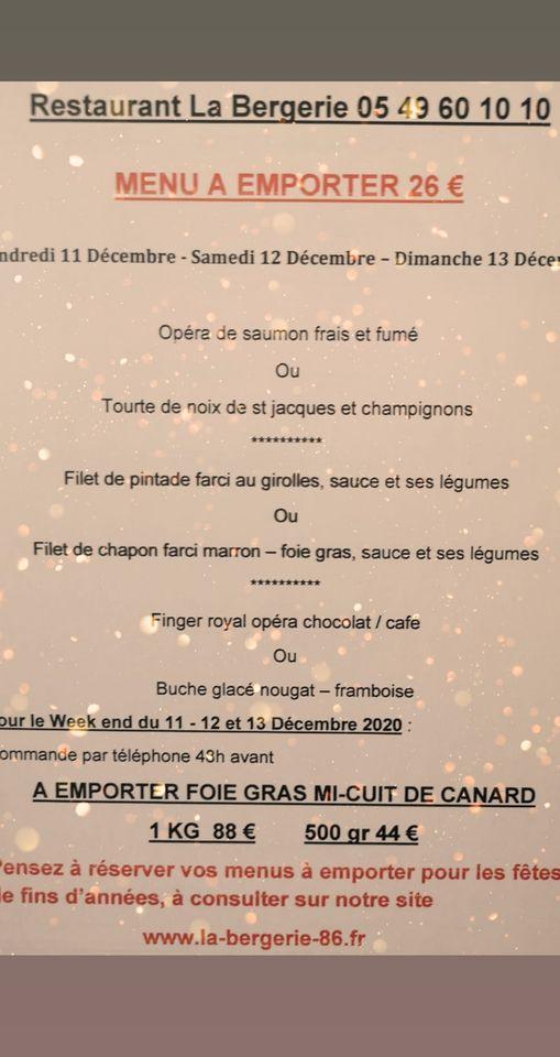 Menu au Restaurant La Bergerie Nieuil L'Espoir, Nieuil-l'Espoir