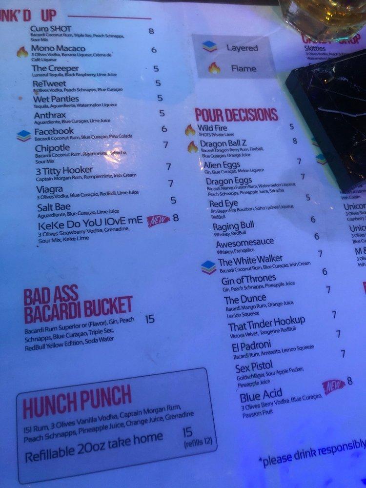 Menu at SHOTS Bar Orlando, Orlando, 69 E Pine St Floor 1