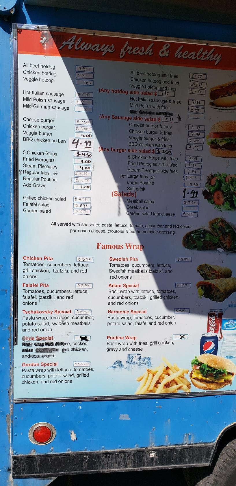 Menu at The Blue Food Truck restaurant, Kingston