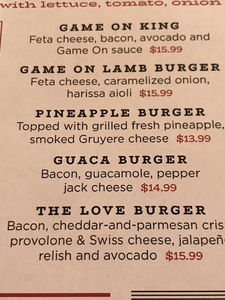Menu at Game On Burgers & Bar, Shelby charter Township