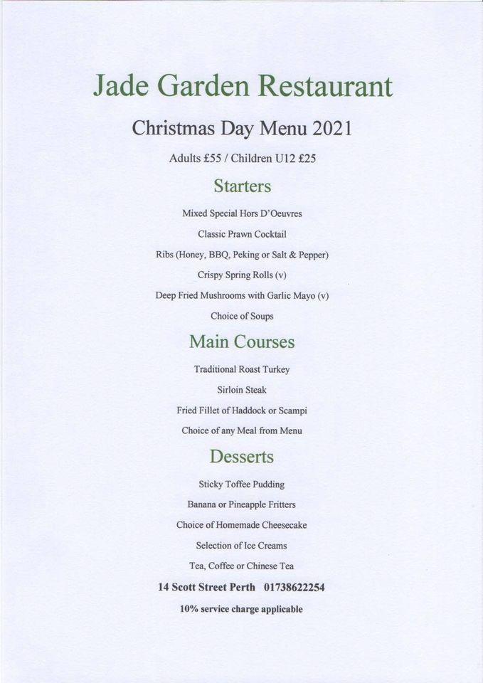Menu at Jade Garden restaurant, Perth