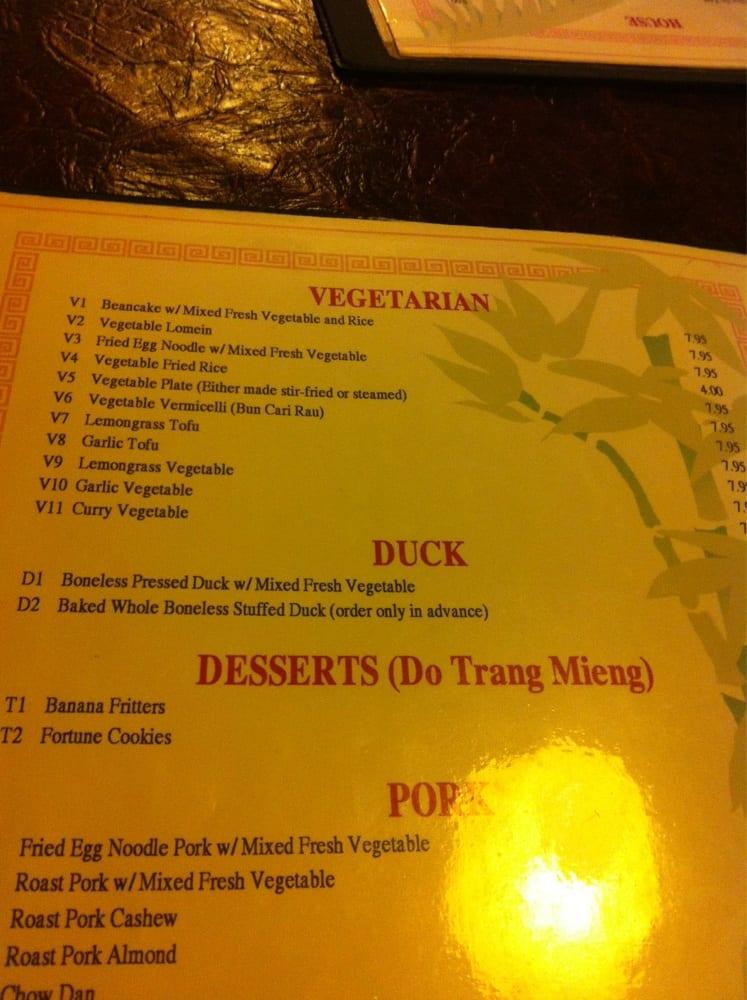 Menu at Lotus Vietnamese Restaurant, Memphis