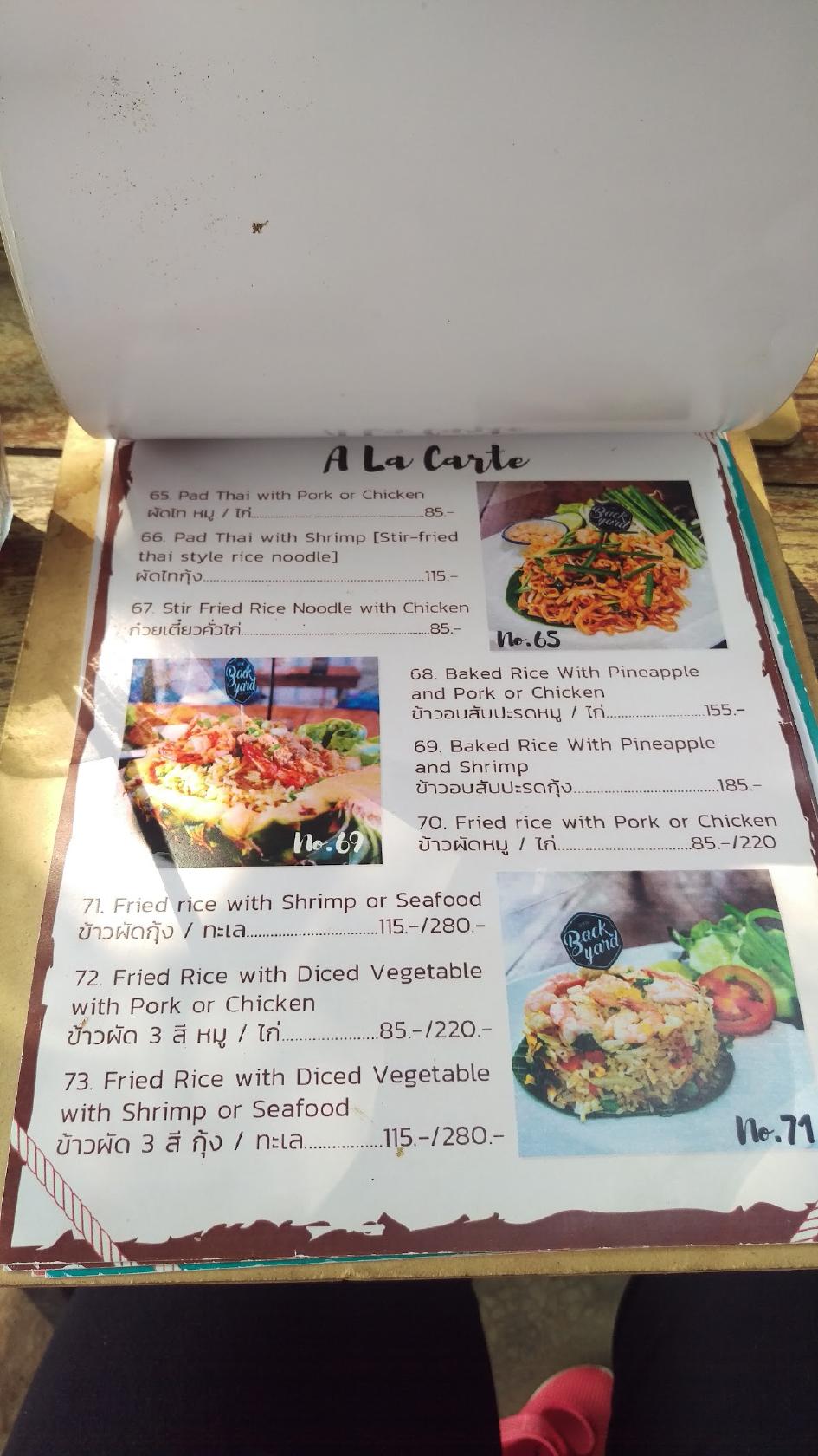 Menu at Serene Backyard Cafe & Eatery, Chiang Mai