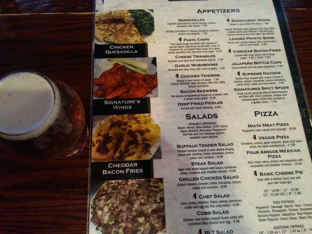 Menu at Signatures Mill Stone Tavern pub & bar, Gahanna