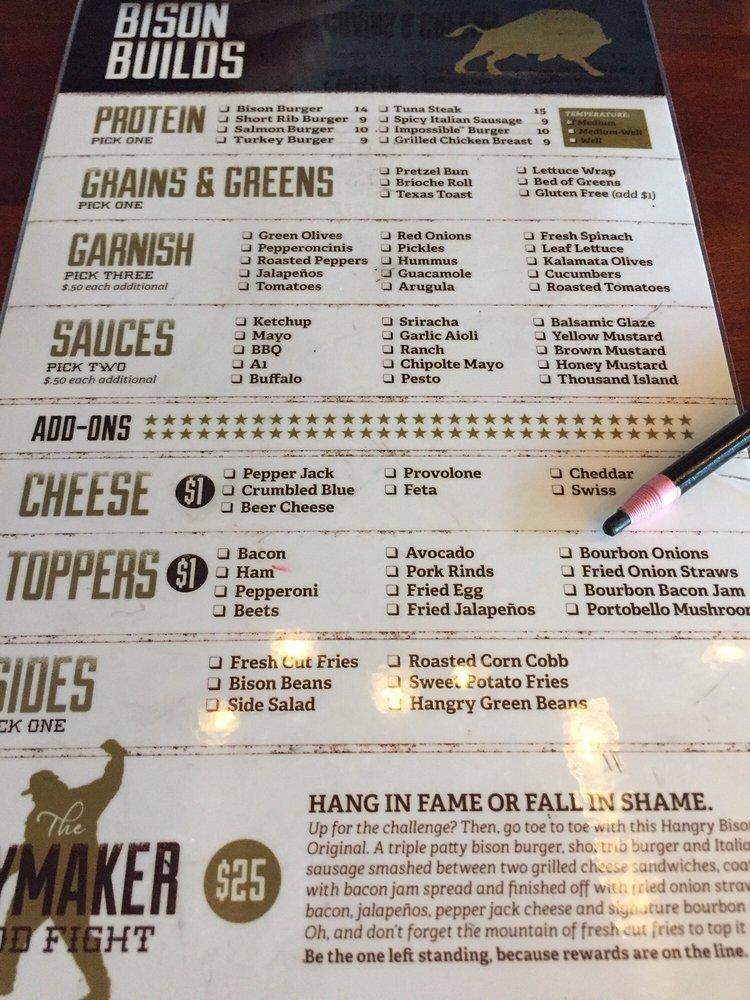 Menu at The Hangry Bison pub & bar, Winter Park