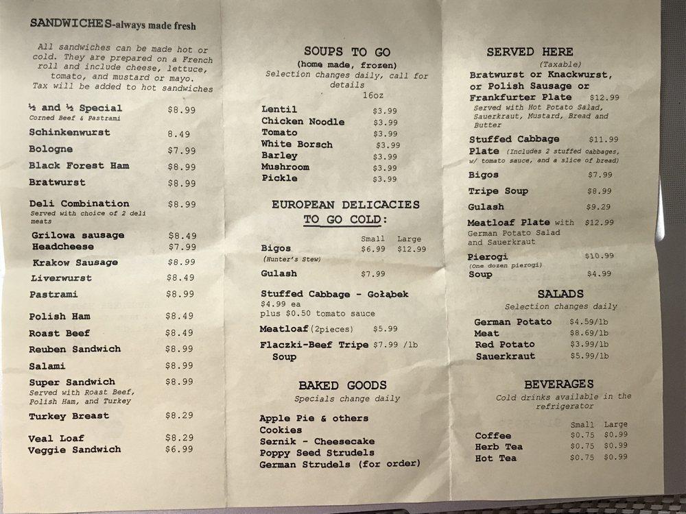 Menu at European Deli And Bakery, Glendora