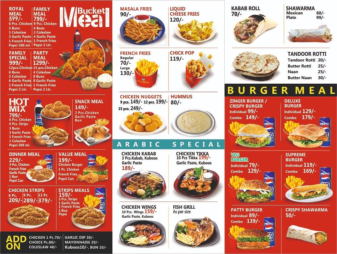 Menu at Filli bites, Mahé