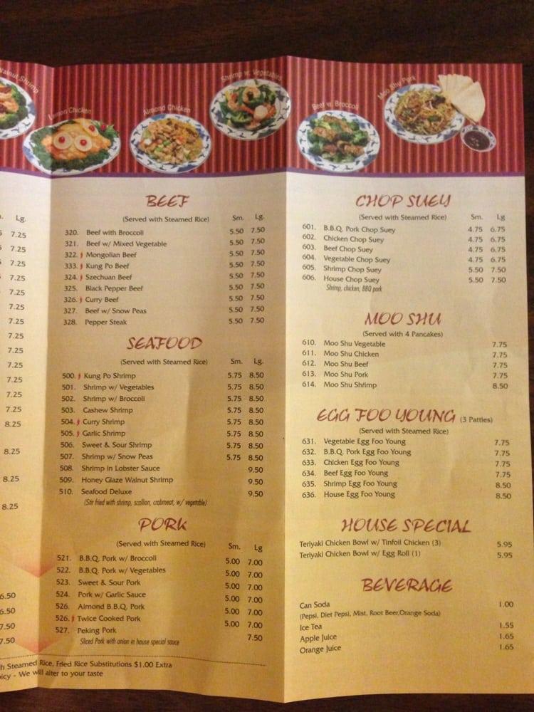 Menu at Hong Kong House Restaurant, Ceres