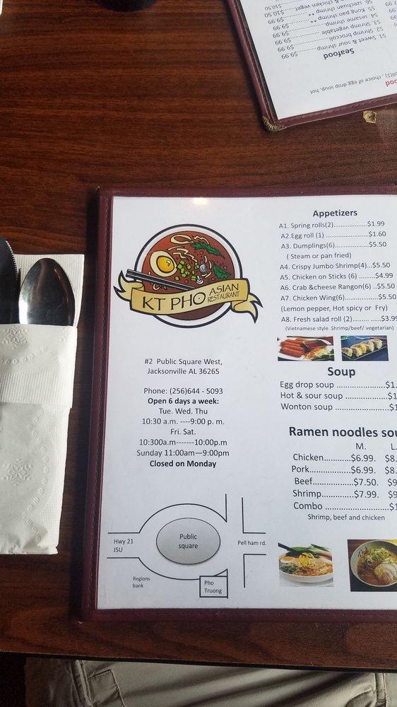 Menu at KT Pho Asian restaurant - Jacksonville, AL, Jacksonville