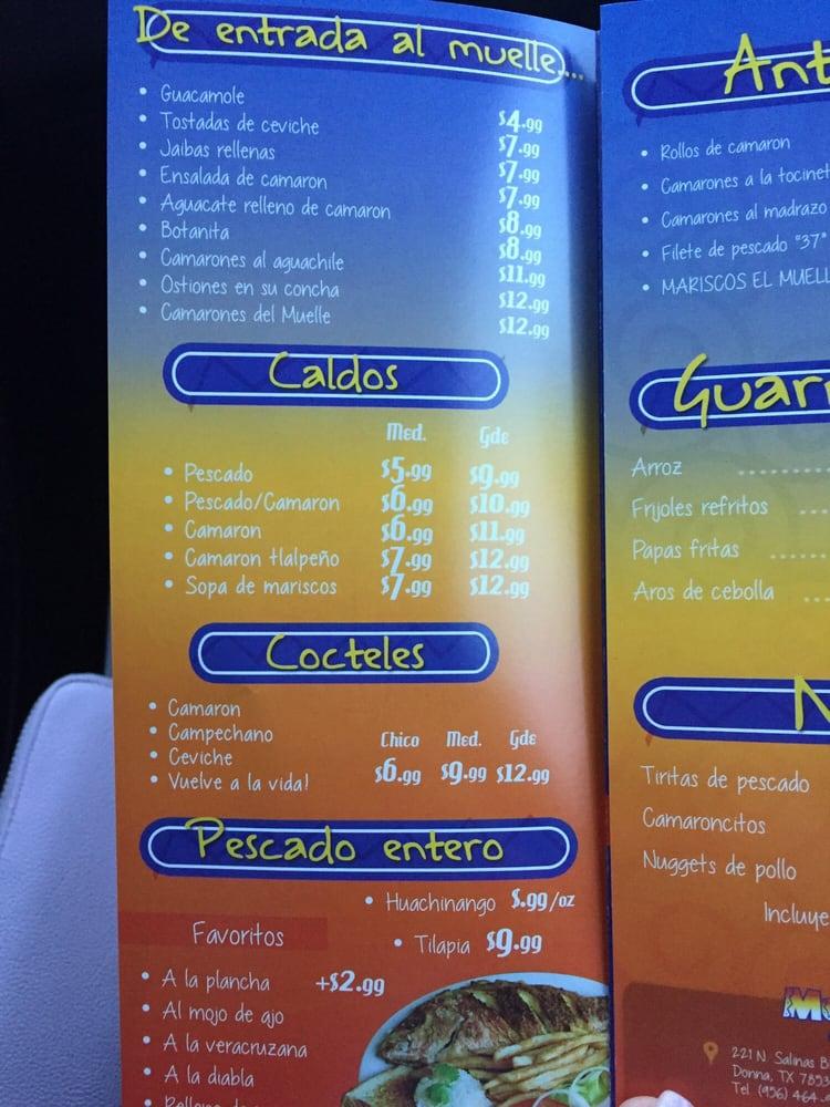 Menu at Muelle 37 restaurant, Pharr, N Cage Blvd