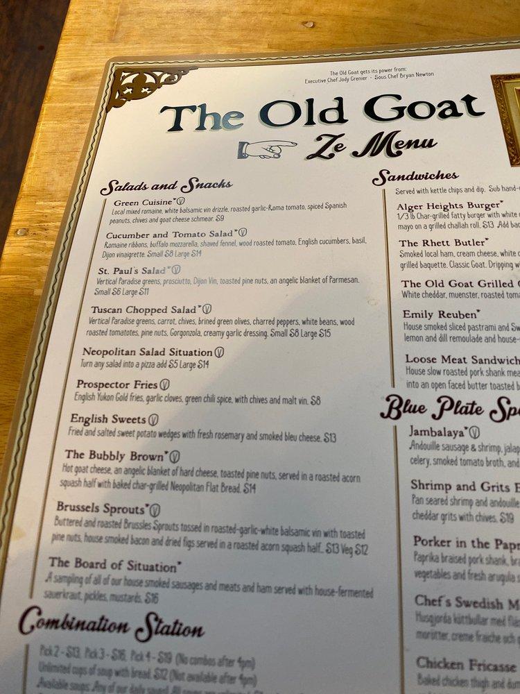 Menu at The Old Goat restaurant, Grand Rapids