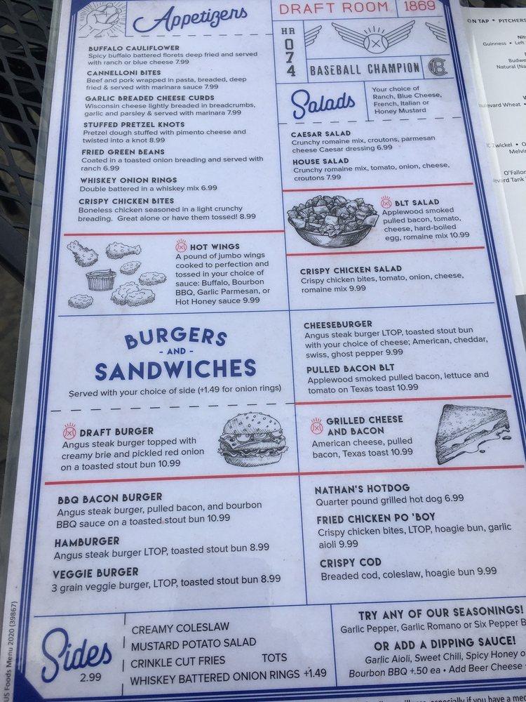 Menu at 1869 Draft Room pub & bar, Washington
