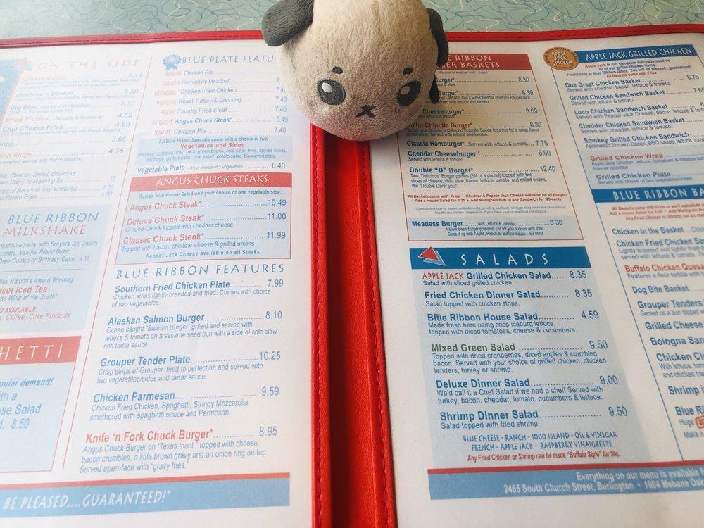 Menu at Blue Ribbon Diner restaurant, Mebane