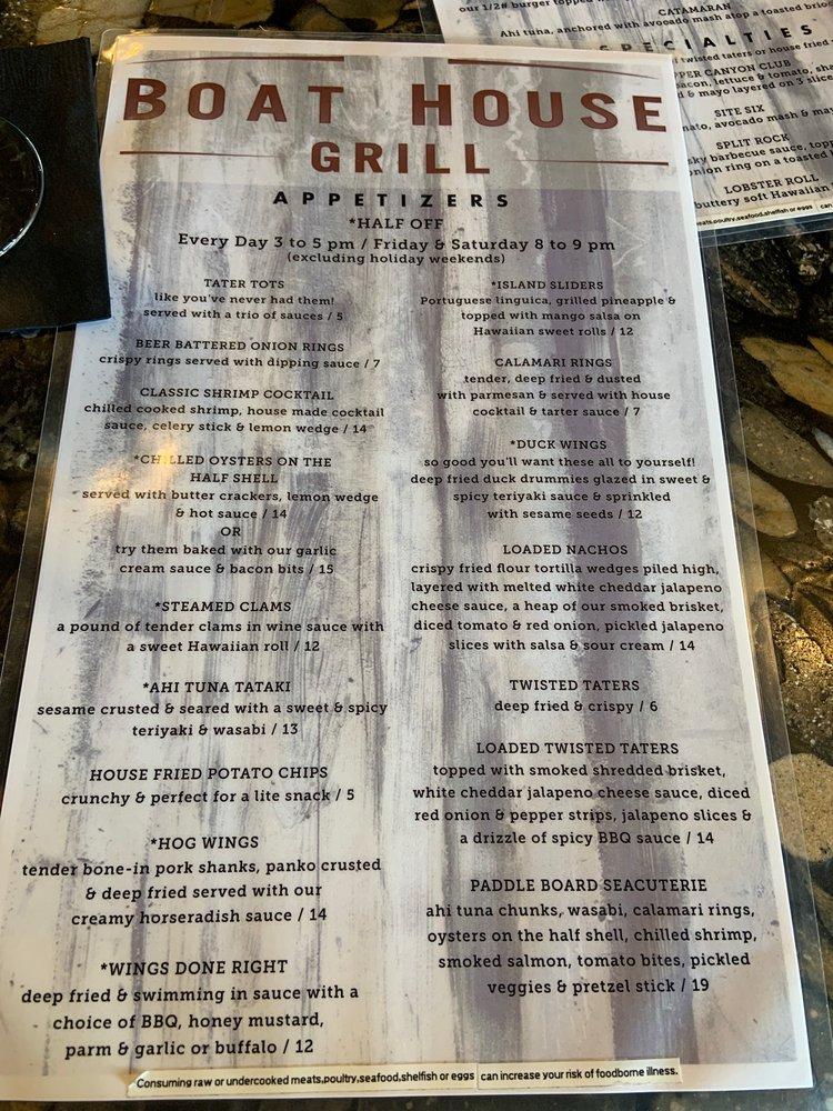 Carta de parrilla Boat House Grill, Lake Havasu City