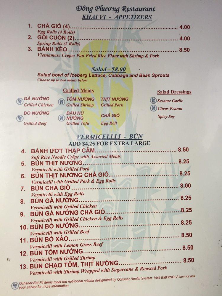 Menu at Dong Phuong Bakery & Restaurant, New Orleans