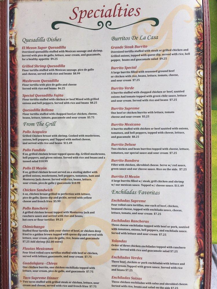 Menu at El Mezon - Mexican Restaurant, O'Fallon, 140 Salt Lick Rd