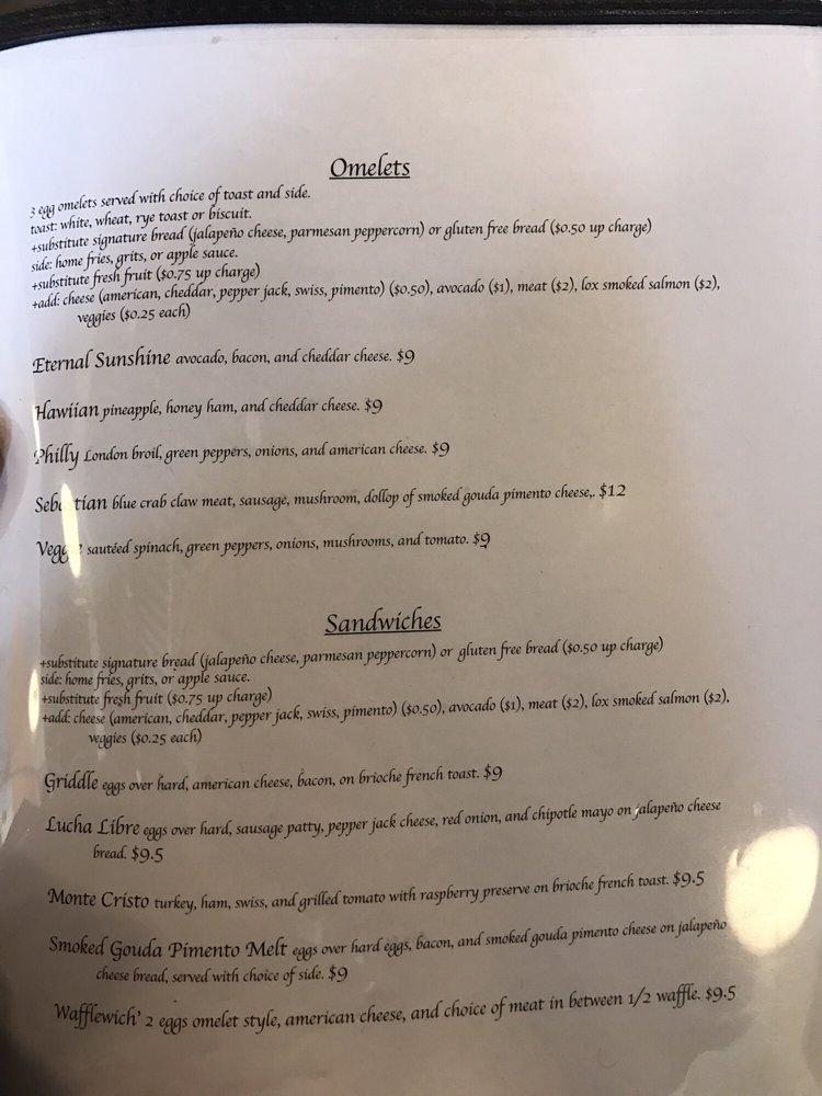 Menu at Eternal Sunshine Cafe, Wilmington, 420 Eastwood Rd # 109
