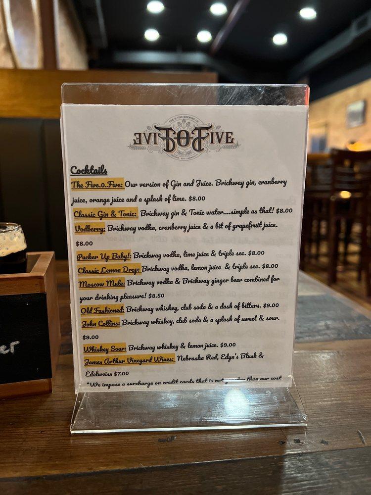 Menu at Five O Five pub & bar, Tucson