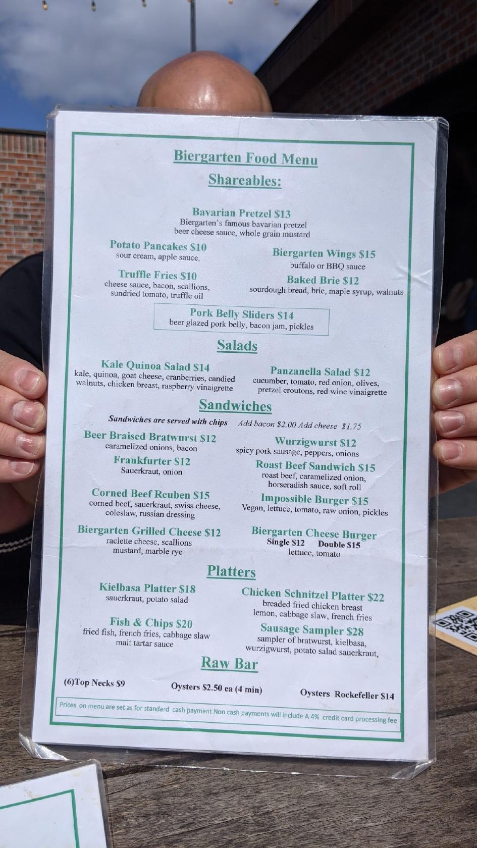 Carta del pub y bar The Biergarten Atlantic City, Atlantic City